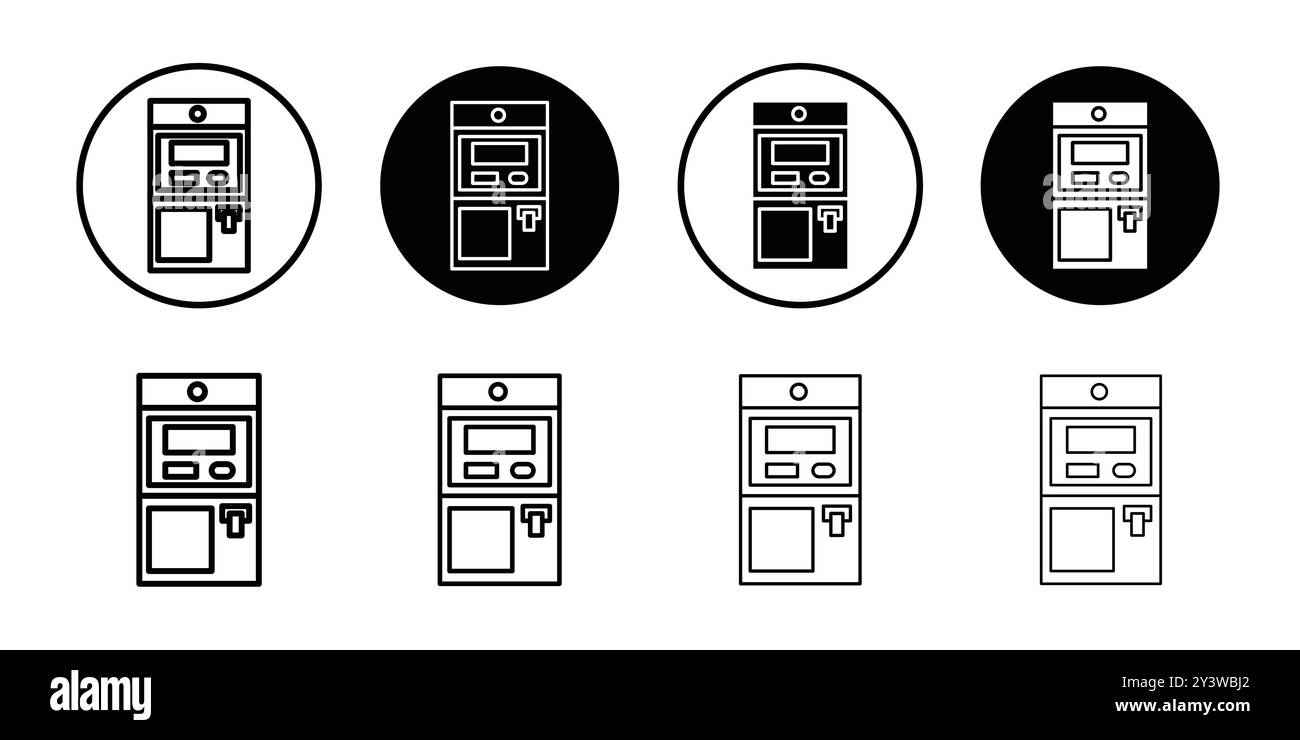 ATM cash icon logo sign vector outline in black and white color Stock ...