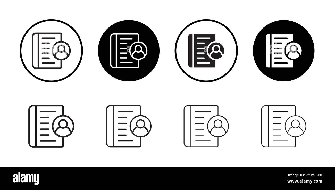 Biography icon logo sign vector outline in black and white color Stock ...