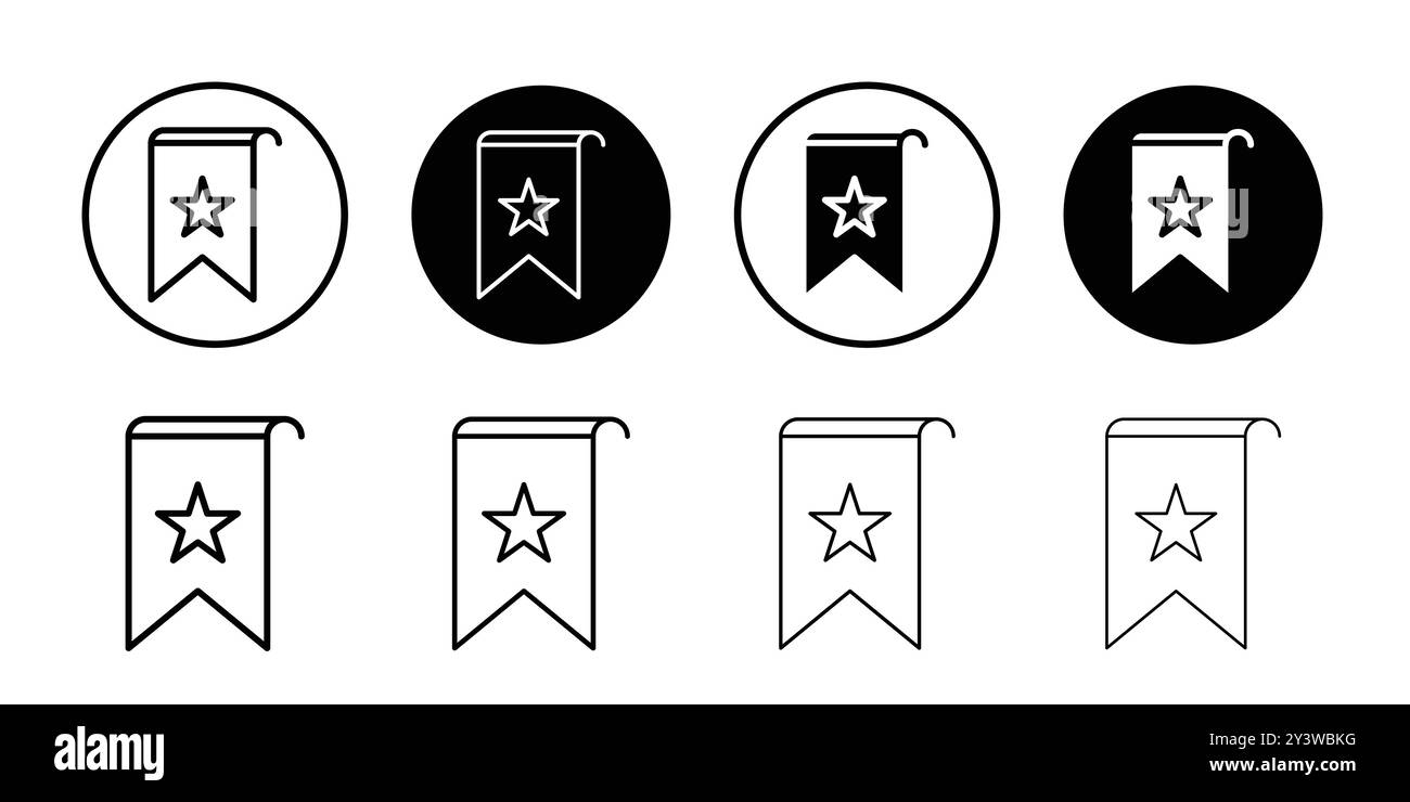 Bookmark icon logo sign vector outline in black and white color Stock ...