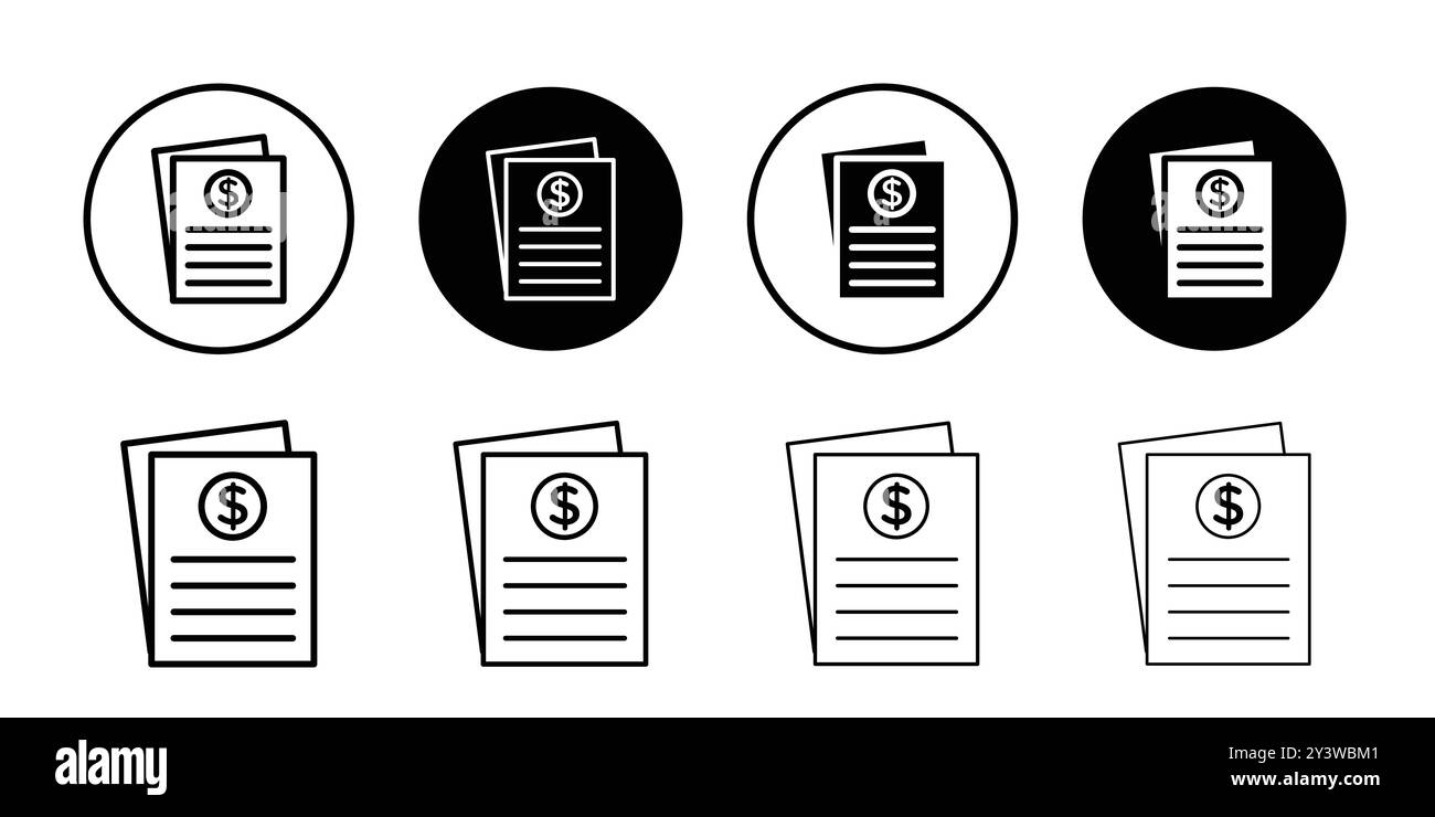 bills icon logo sign vector outline in black and white color Stock ...
