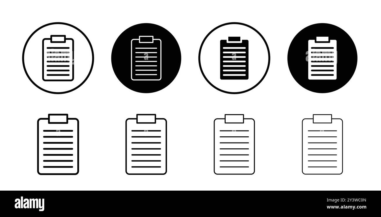 Clipboard icon logo sign vector outline in black and white color Stock ...