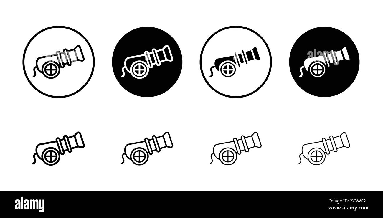 Cannon icon logo sign vector outline in black and white color Stock ...
