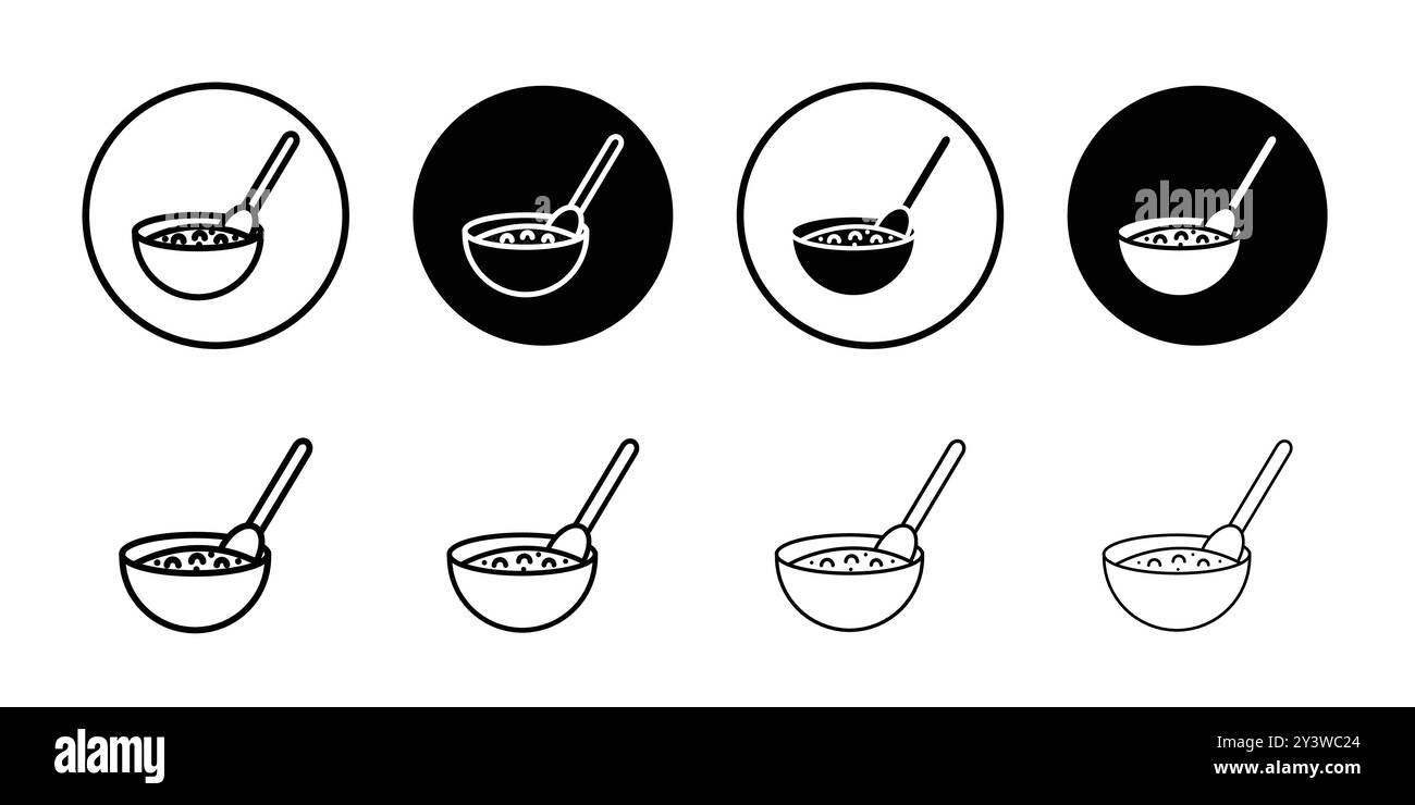 Cereal icon logo sign vector outline in black and white color Stock ...