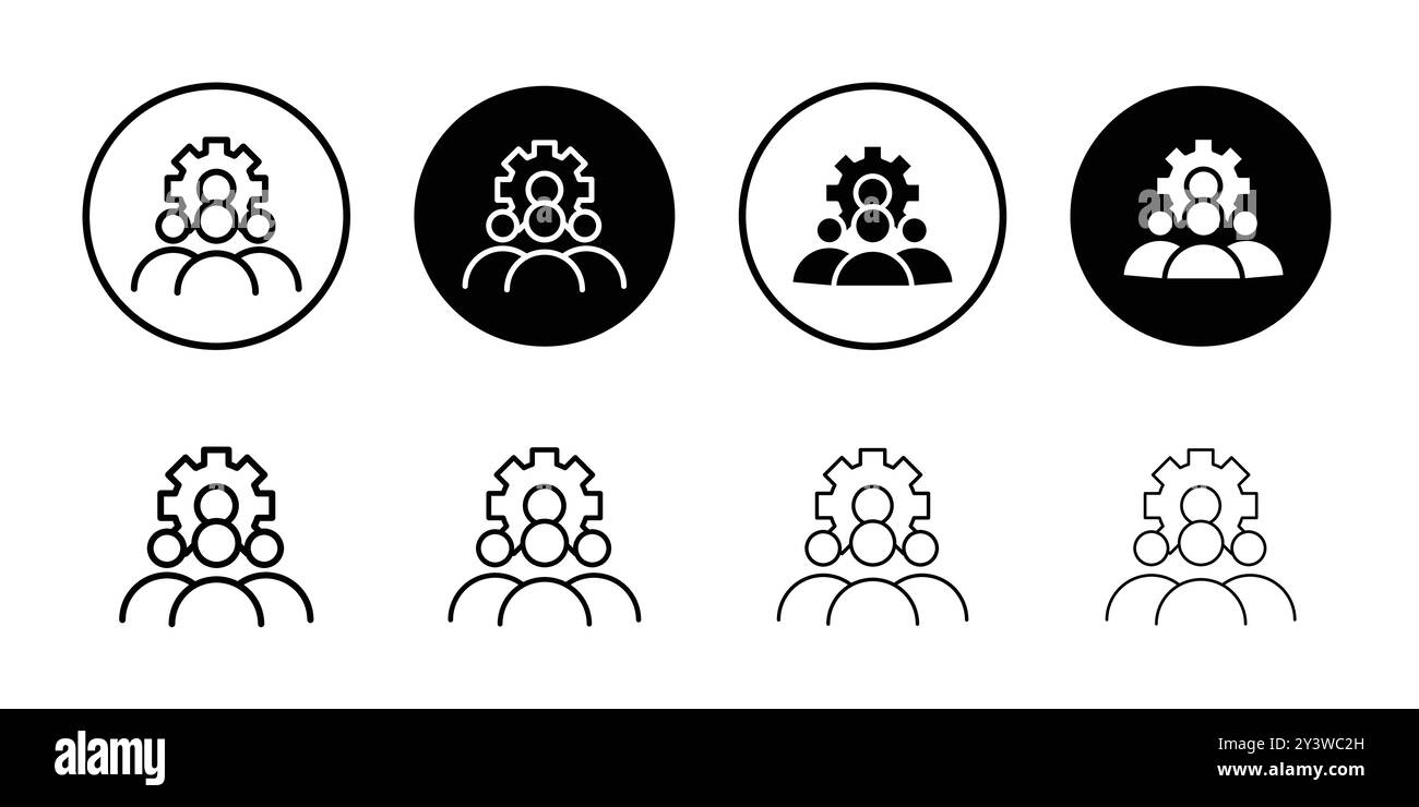 CRM icon logo sign vector outline in black and white color Stock Vector ...