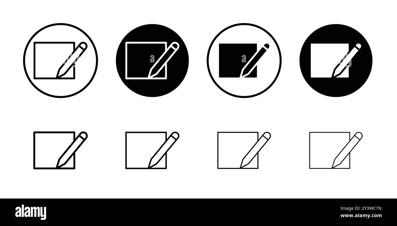 Edit text icon logo sign vector outline in black and white color Stock ...