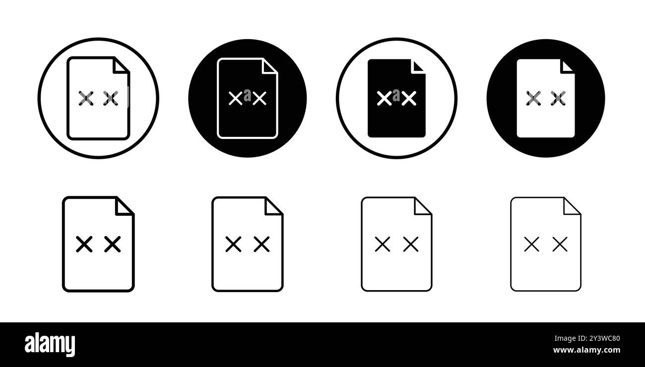 Corrupted file icon logo sign vector outline in black and white color ...