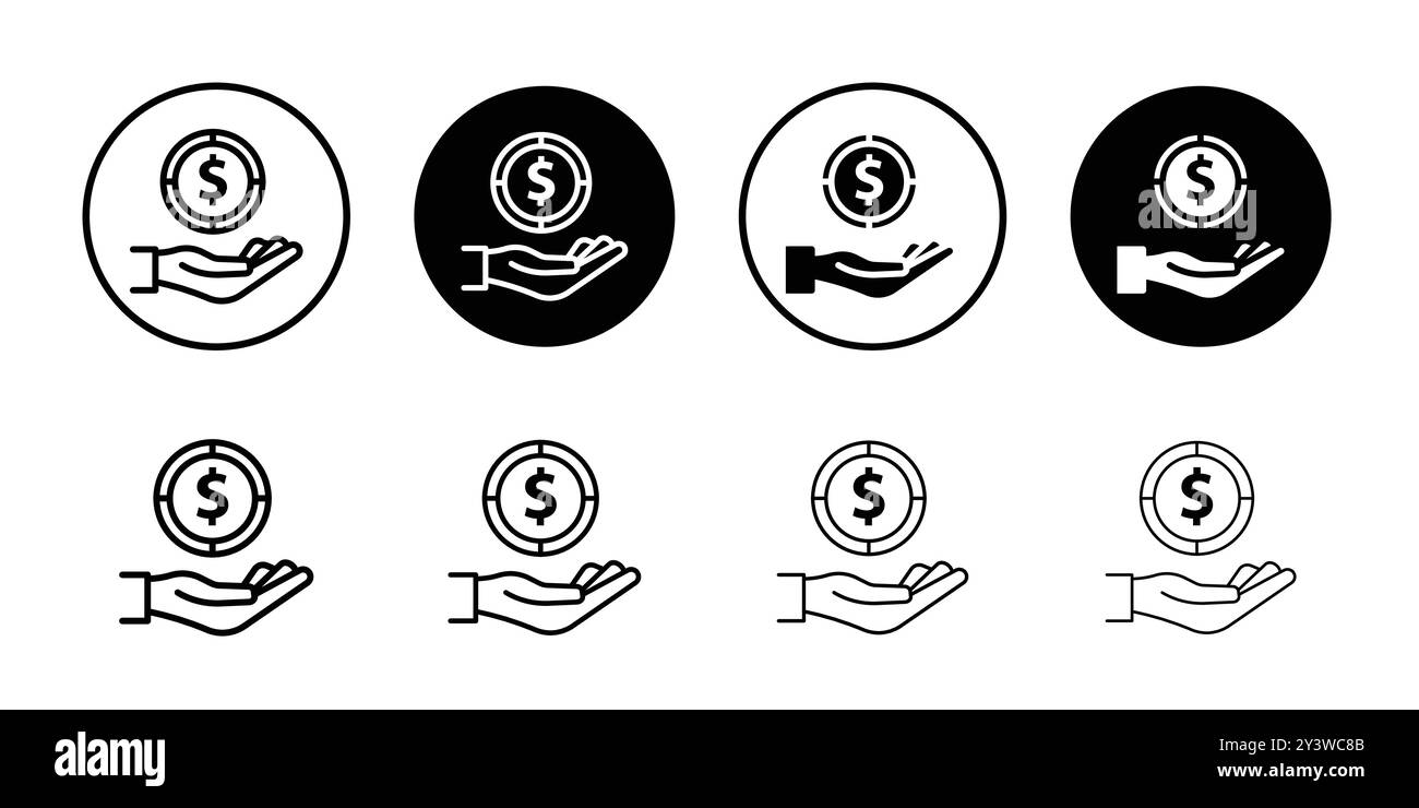 Contribution icon logo sign vector outline in black and white color ...