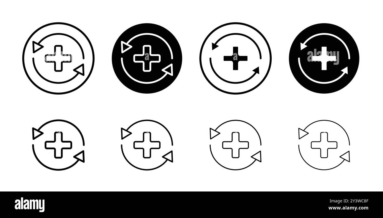 Health recovery icon logo sign vector outline in black and white color ...