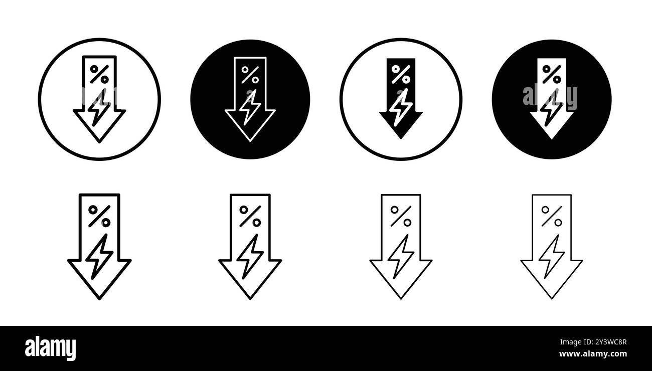 Energy reduction icon logo sign vector outline in black and white color ...