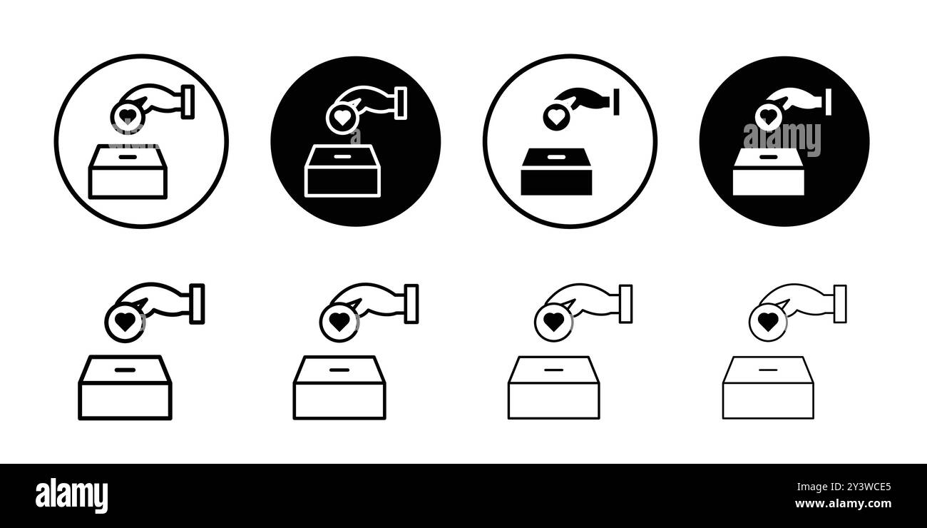 Donation icon logo sign vector outline in black and white color Stock ...