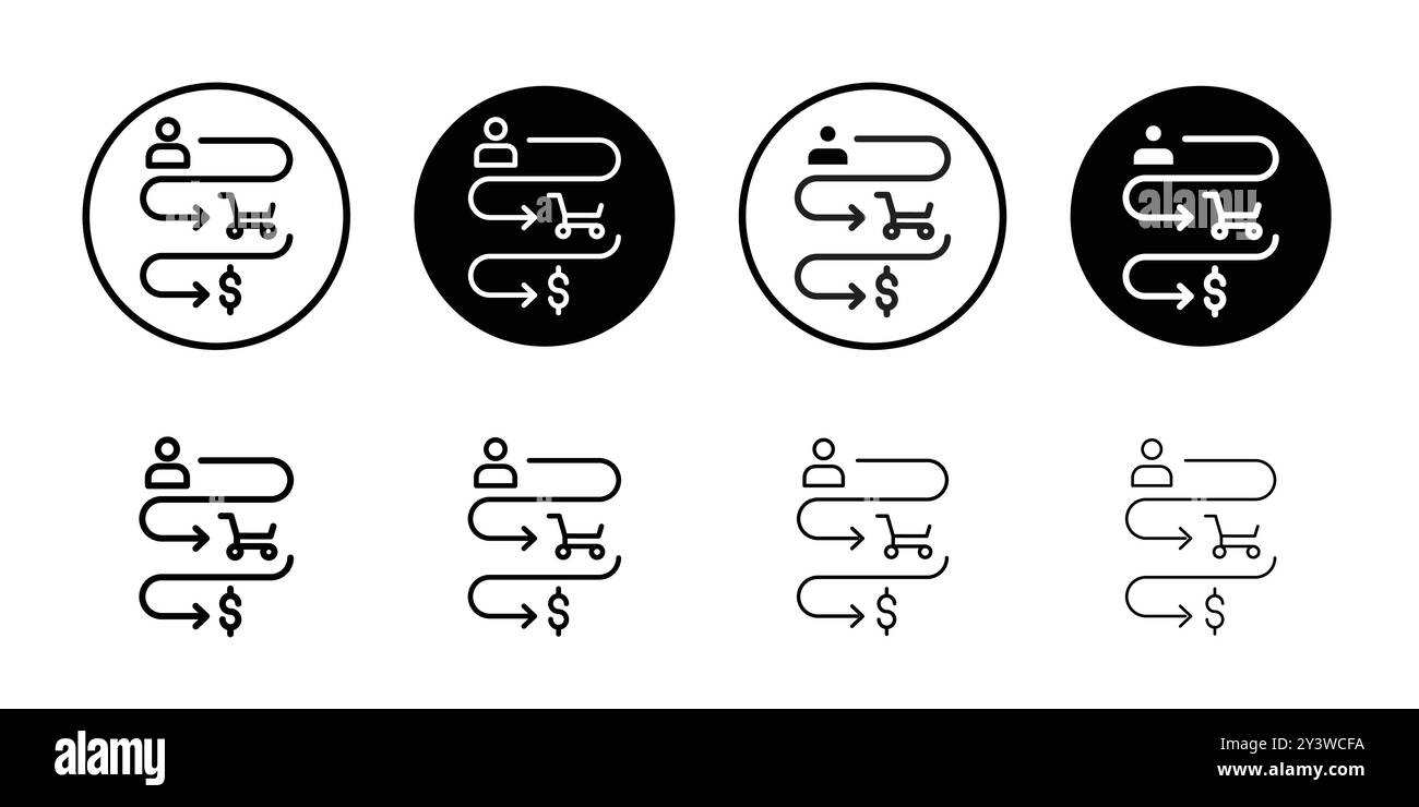 Customer journey icon logo sign vector outline in black and white color ...