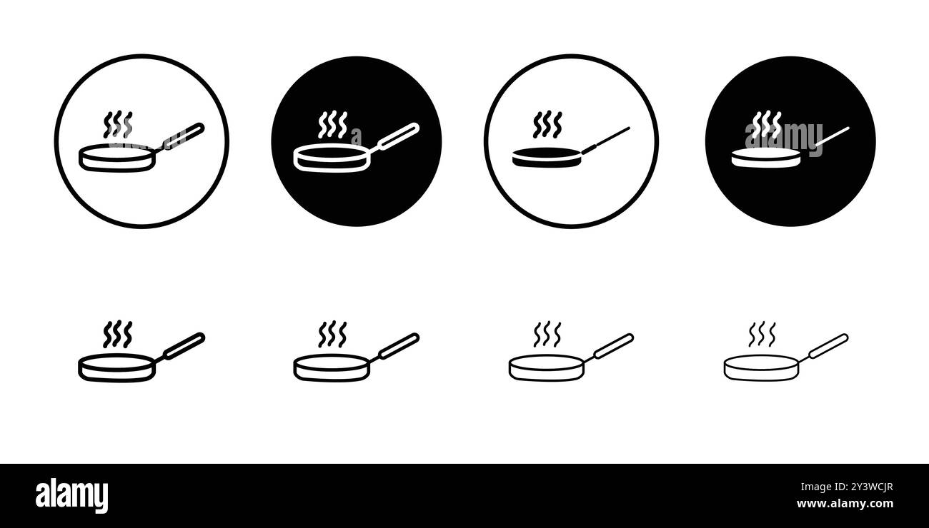 Frying pan icon logo sign vector outline in black and white color Stock ...