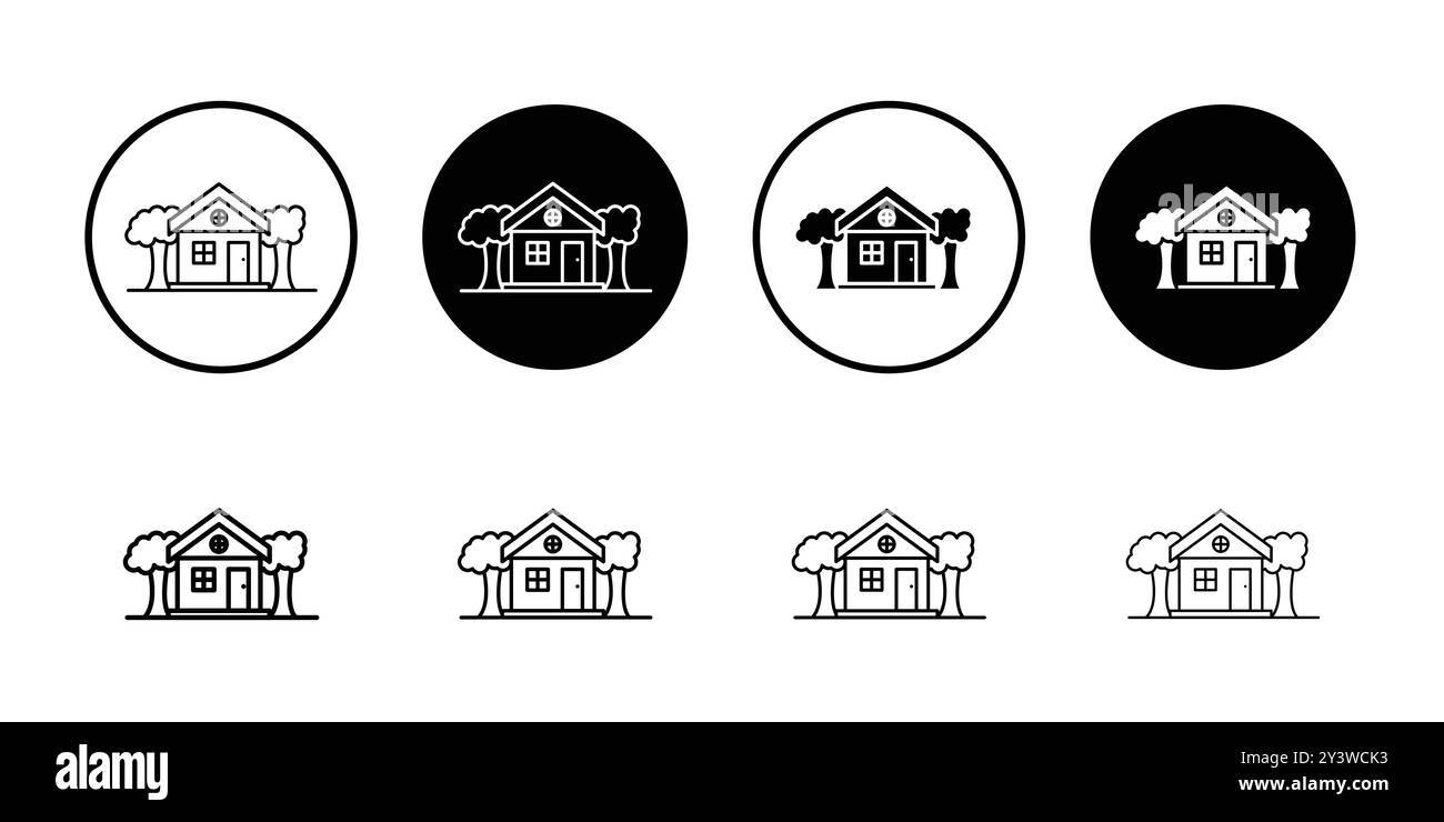House icon logo sign vector outline in black and white color Stock ...