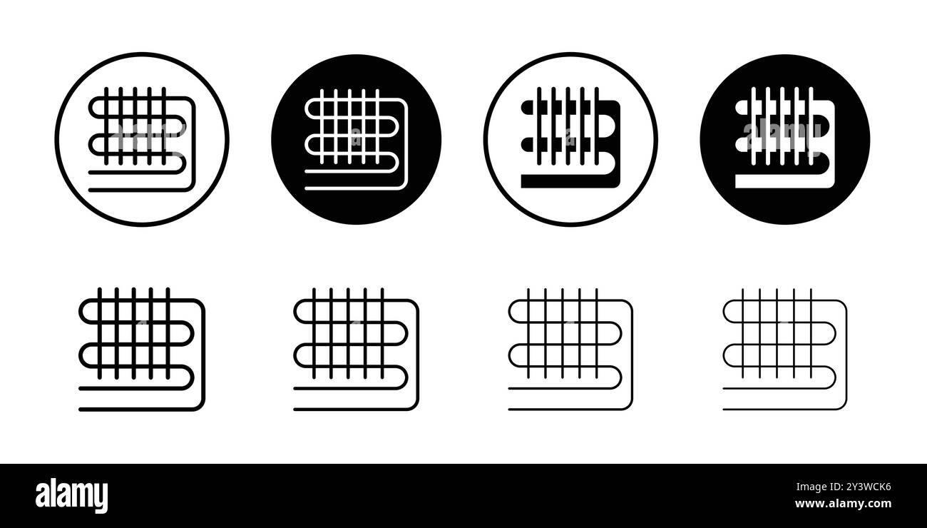 Condenser coil icon logo sign vector outline in black and white color ...