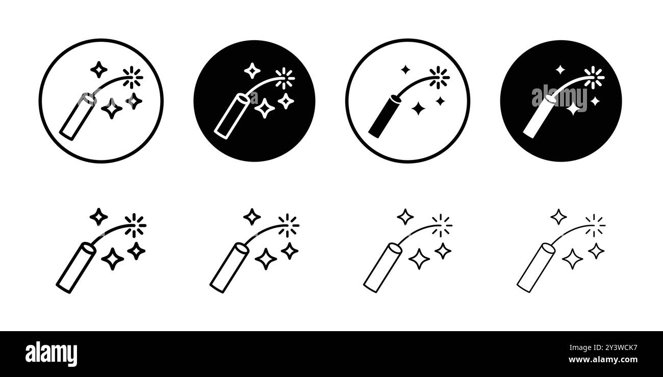 firecracker icon logo sign vector outline in black and white color ...