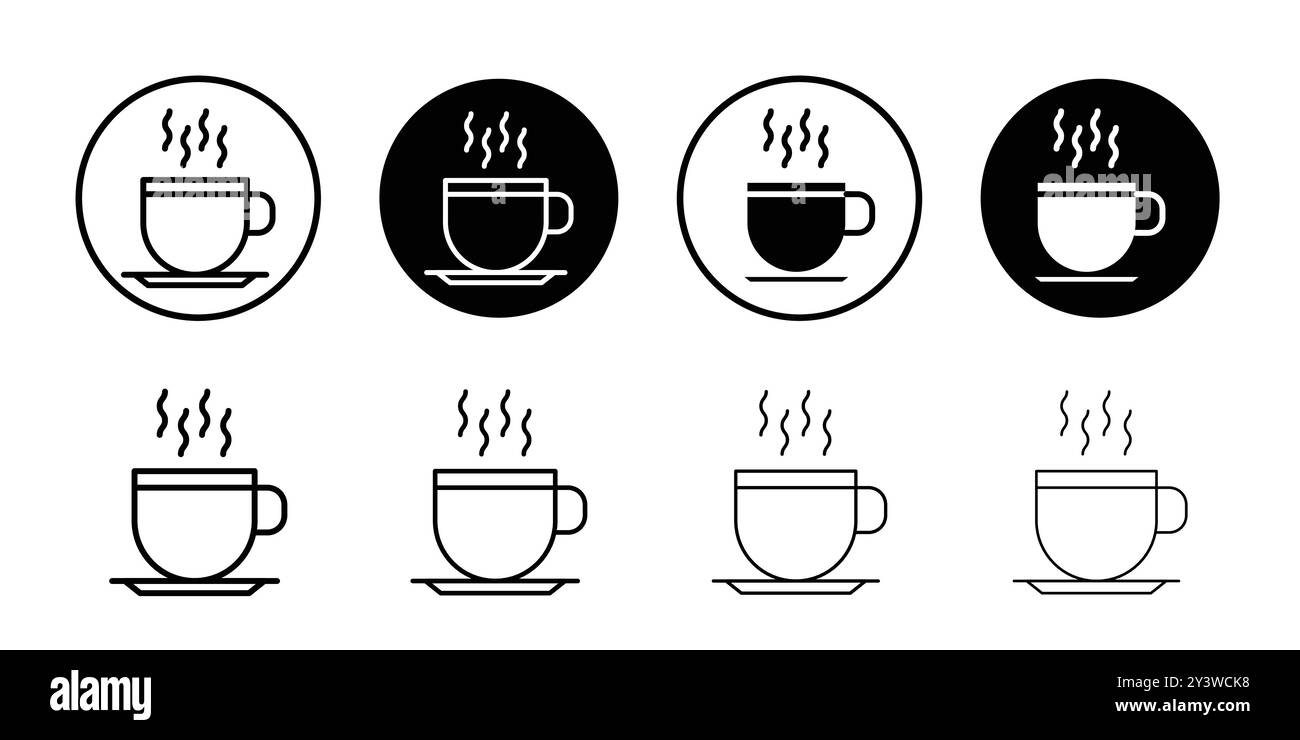 Hot tea icon logo sign vector outline in black and white color Stock ...