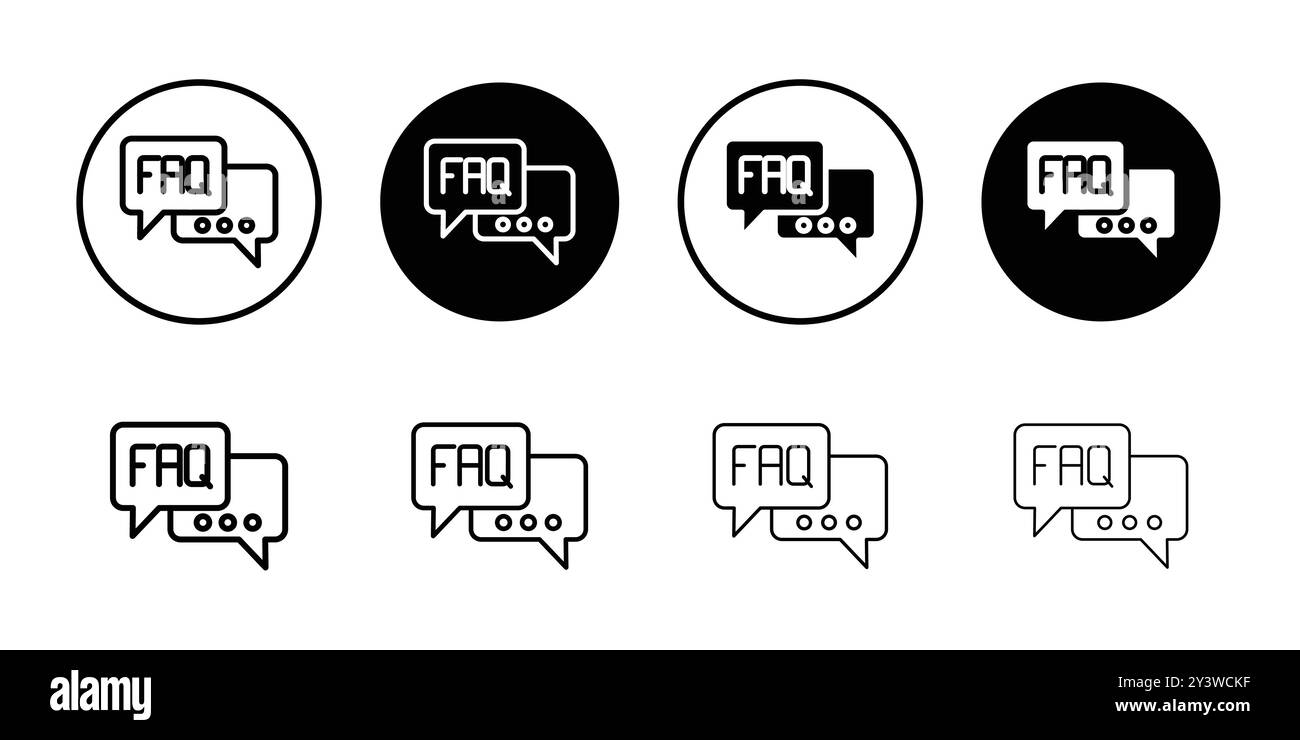 FAQ icon logo sign vector outline in black and white color Stock Vector ...