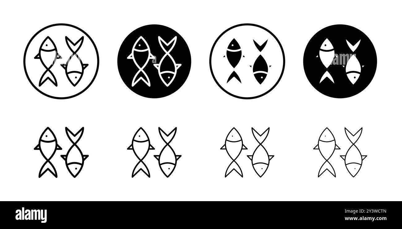 Dried fish icon logo sign vector outline in black and white color Stock ...