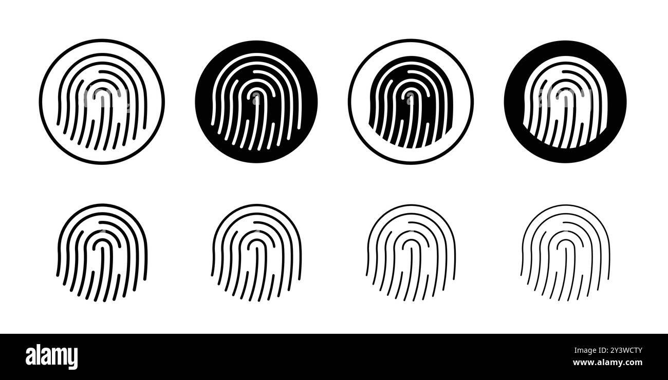Fingerprint Icon logo sign vector outline in black and white color ...