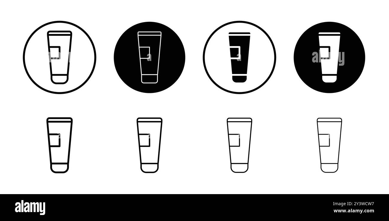 Cream tube icon logo sign vector outline in black and white color Stock ...