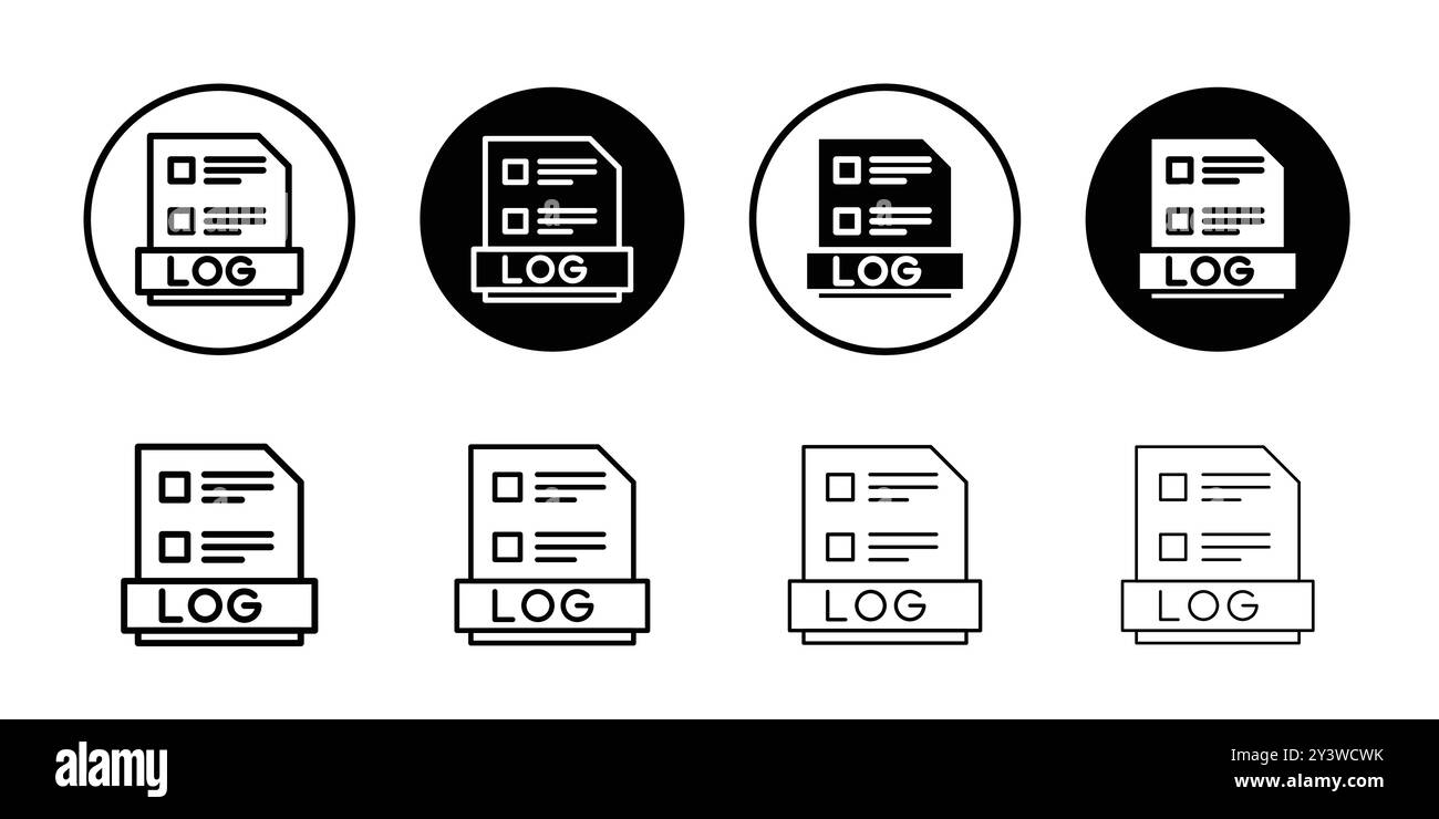 log file icon logo sign vector outline in black and white color Stock ...