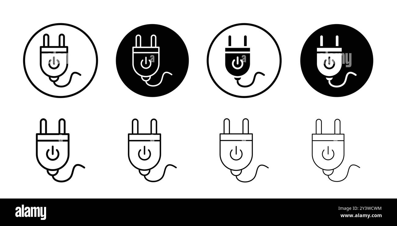 Electric switch icon logo sign vector outline in black and white color ...