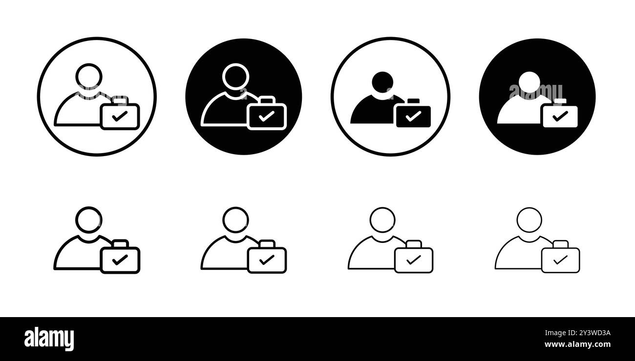 employee icon logo sign vector outline in black and white color Stock ...