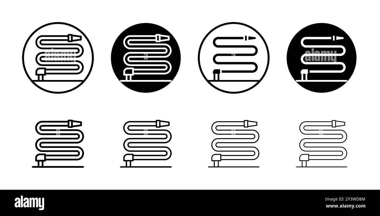 Hose icon logo sign vector outline in black and white color Stock ...