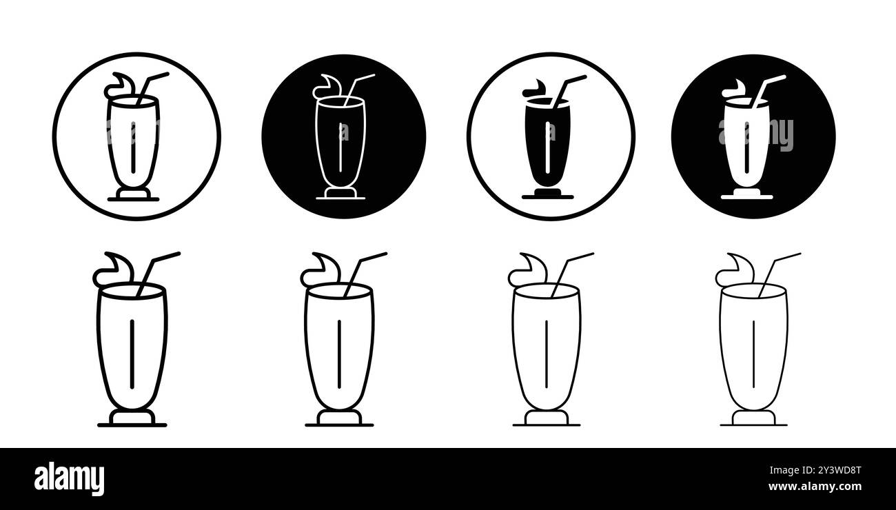 Milk shake icon logo sign vector outline in black and white color Stock ...
