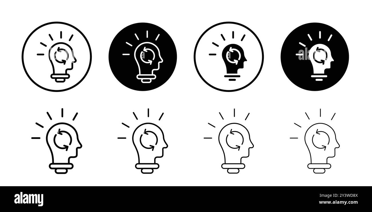 Realization icon logo sign vector outline in black and white color ...