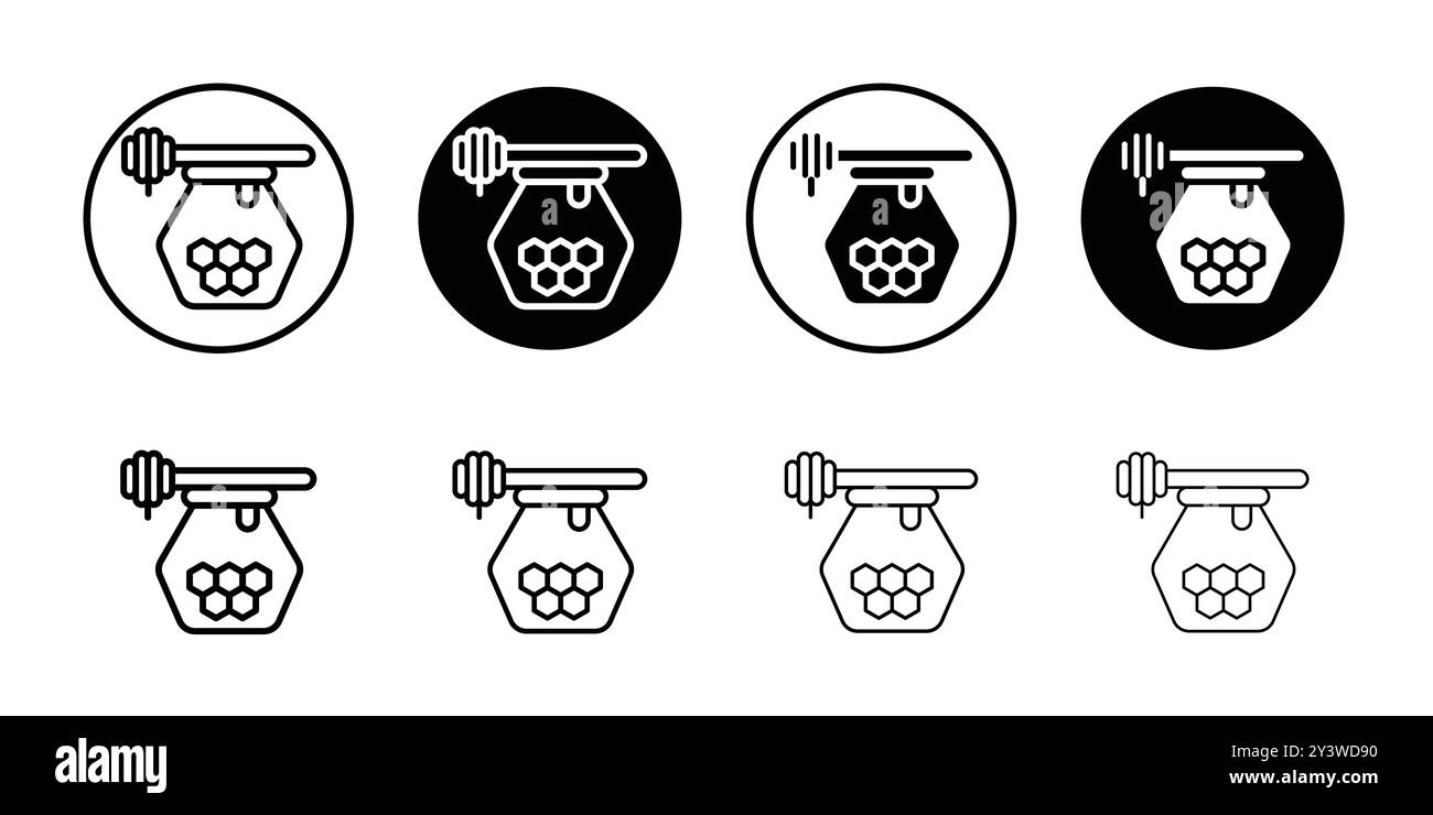 Honey jar icon logo sign vector outline in black and white color Stock ...