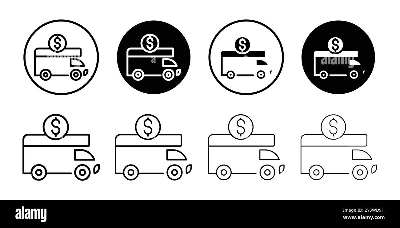 Shipping charges icon logo sign vector outline in black and white color ...