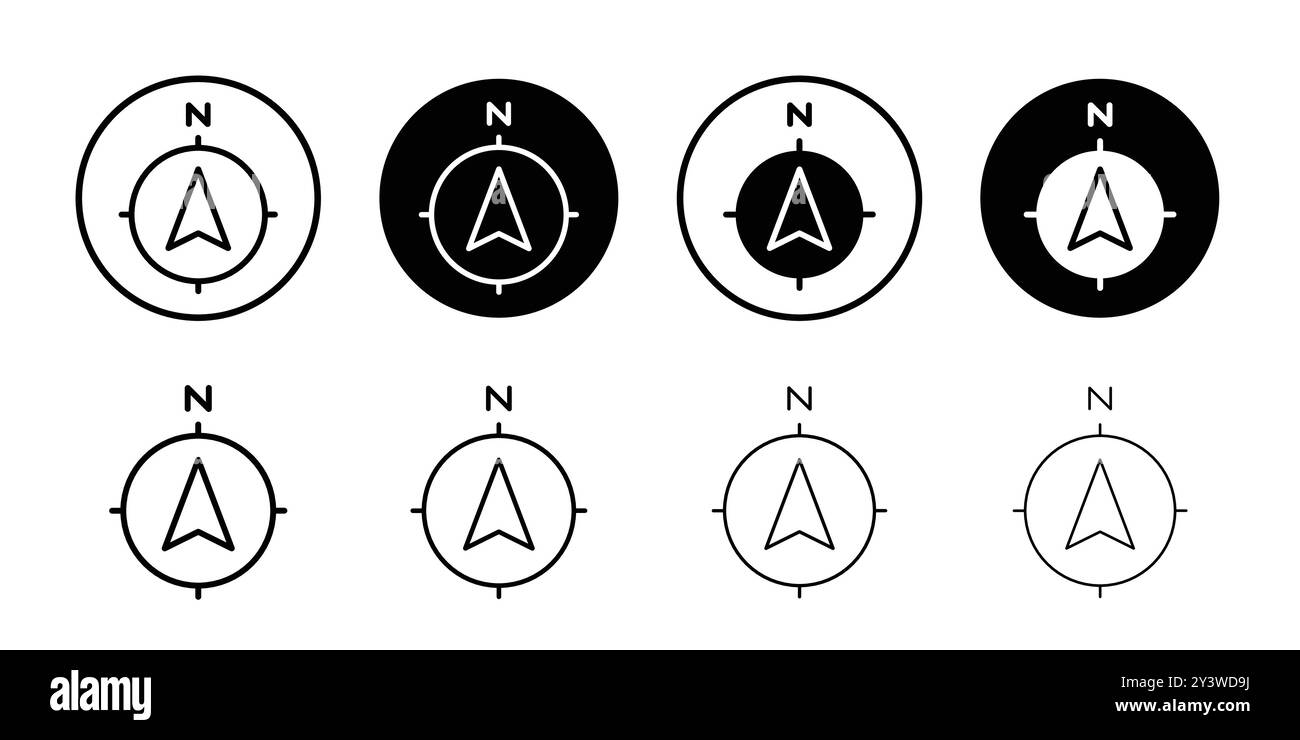 North icon logo sign vector outline in black and white color Stock ...