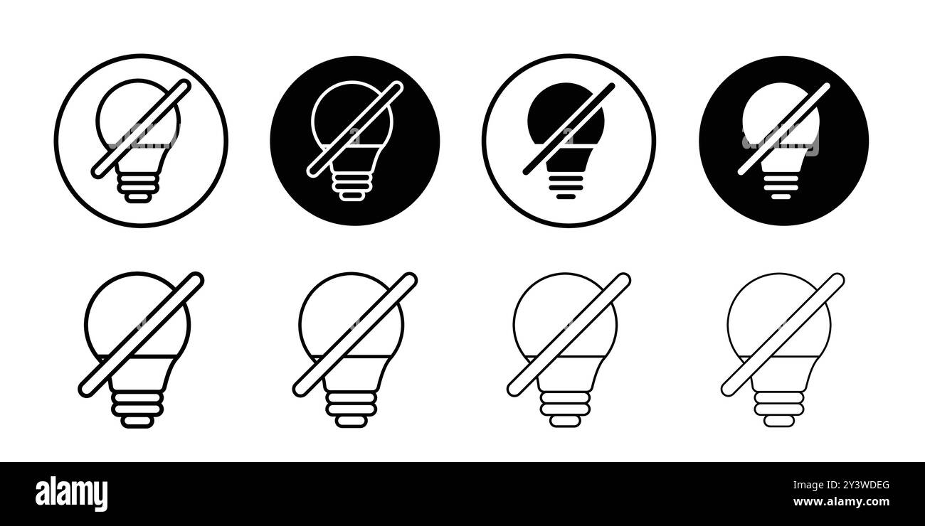 Light off icon logo sign vector outline in black and white color Stock ...