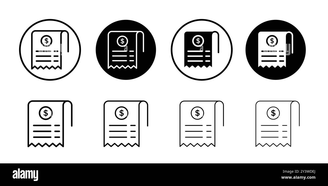 paper check receipt icon logo sign vector outline in black and white ...