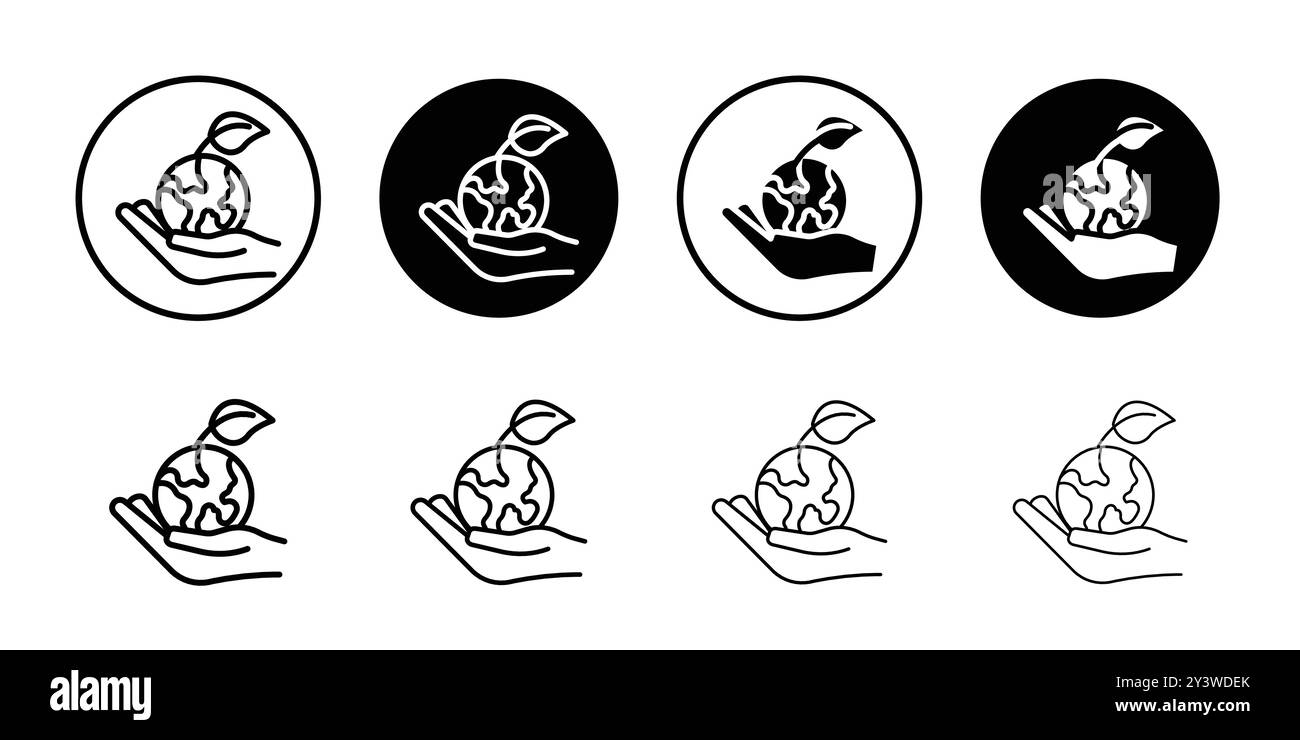 Save environment icon logo sign vector outline in black and white color ...