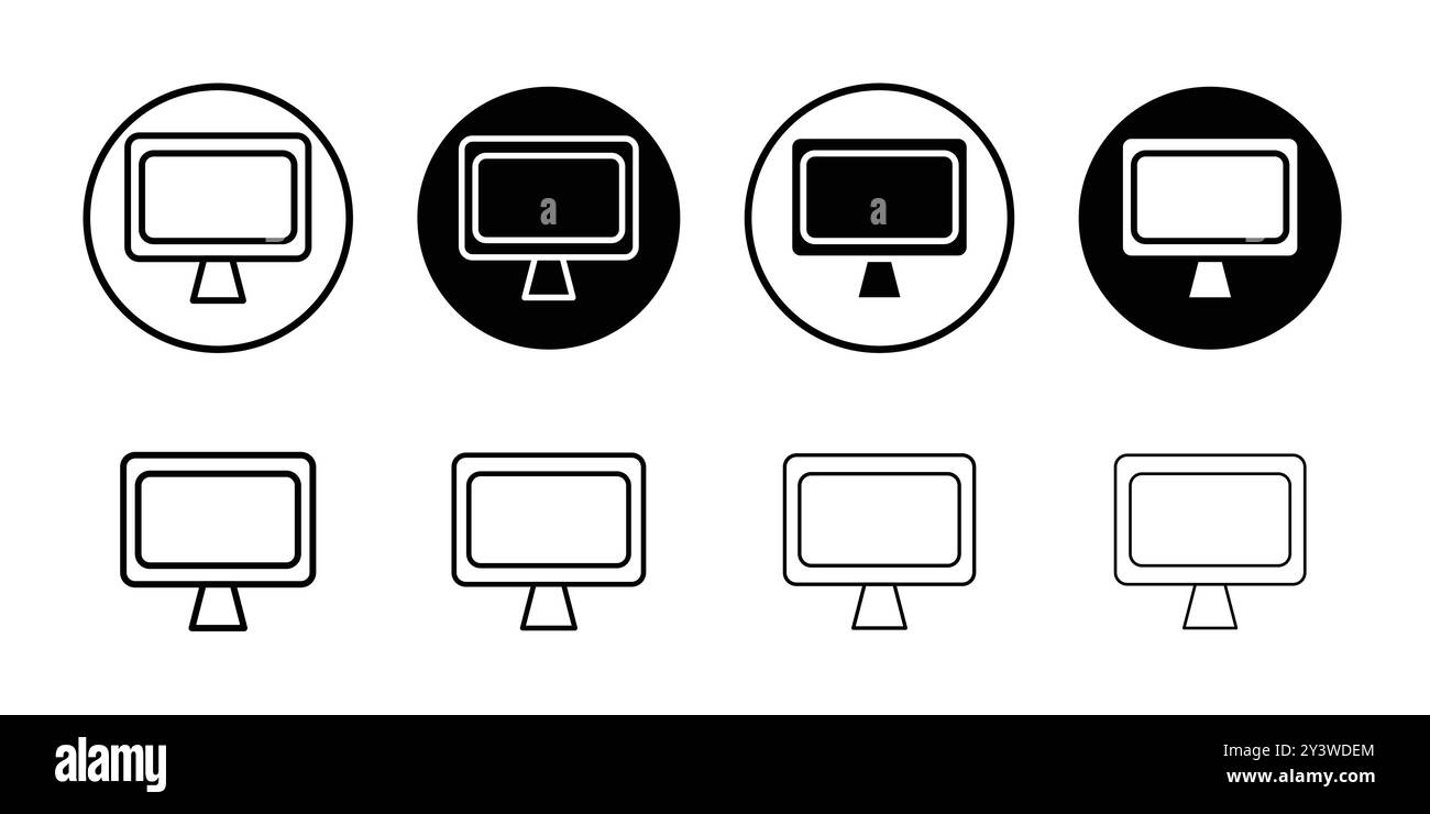 screen icon logo sign vector outline in black and white color Stock ...