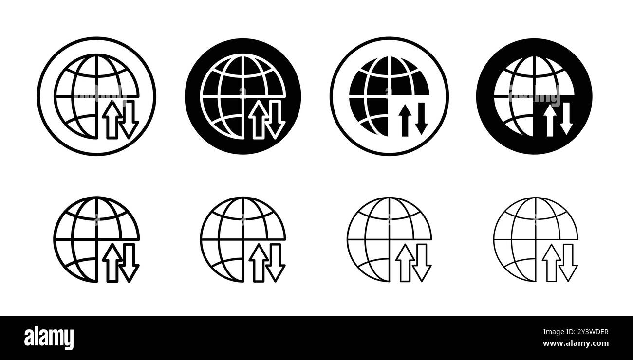 Import export icon logo sign vector outline in black and white color ...
