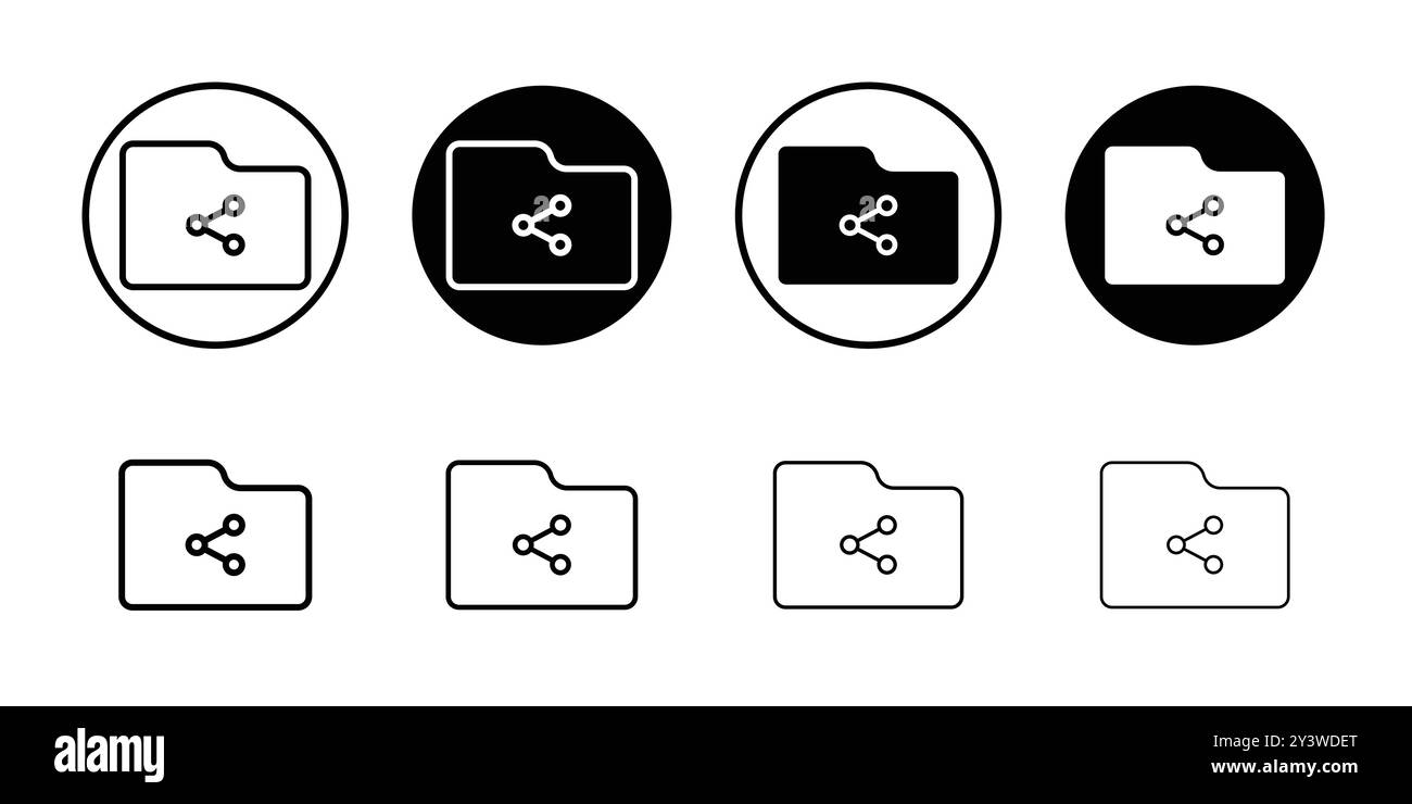 Share folder line icon logo sign vector outline in black and white color Stock Vector Image ...