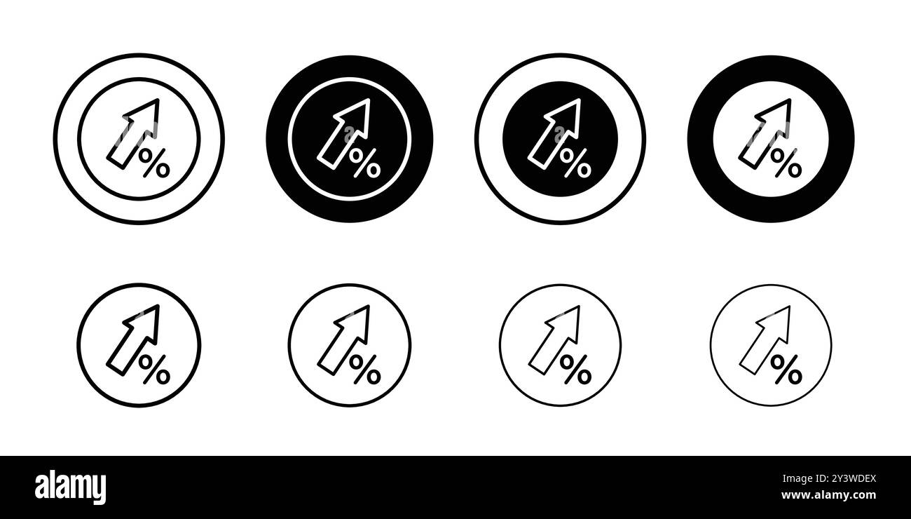 high percentage icon logo sign vector outline in black and white color ...