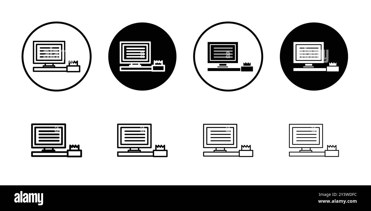 POS system icon logo sign vector outline in black and white color Stock ...