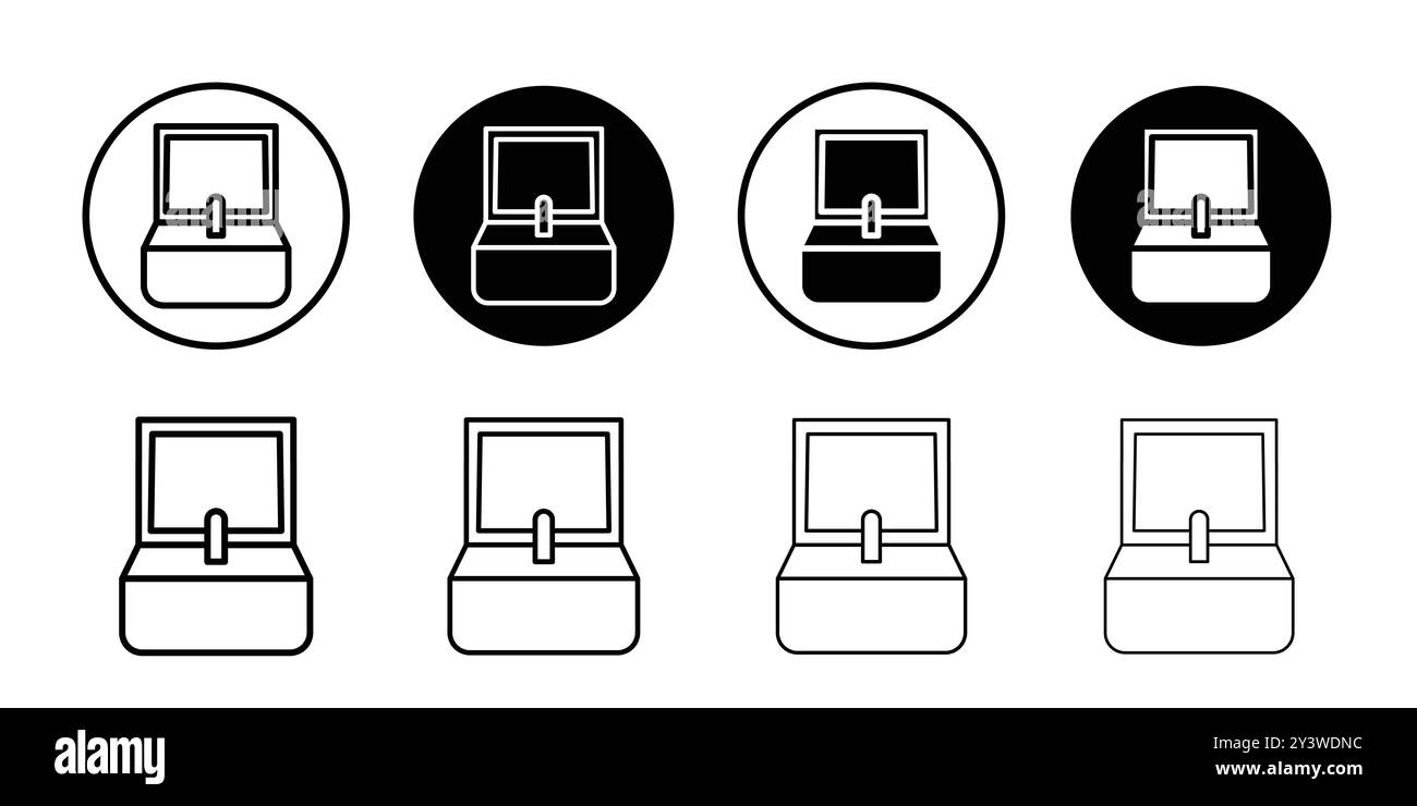 Ring box icon logo sign vector outline in black and white color Stock ...