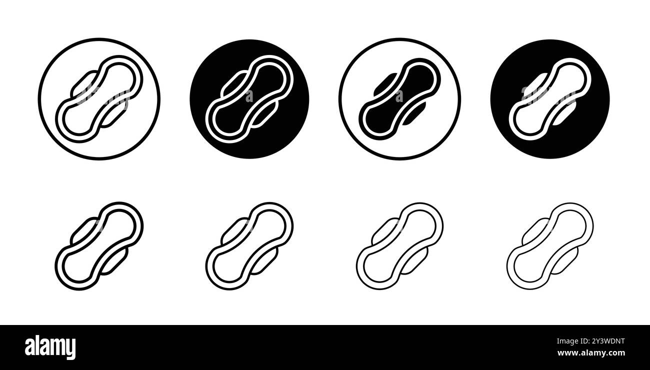 Sanitary pad icon logo sign vector outline in black and white color ...