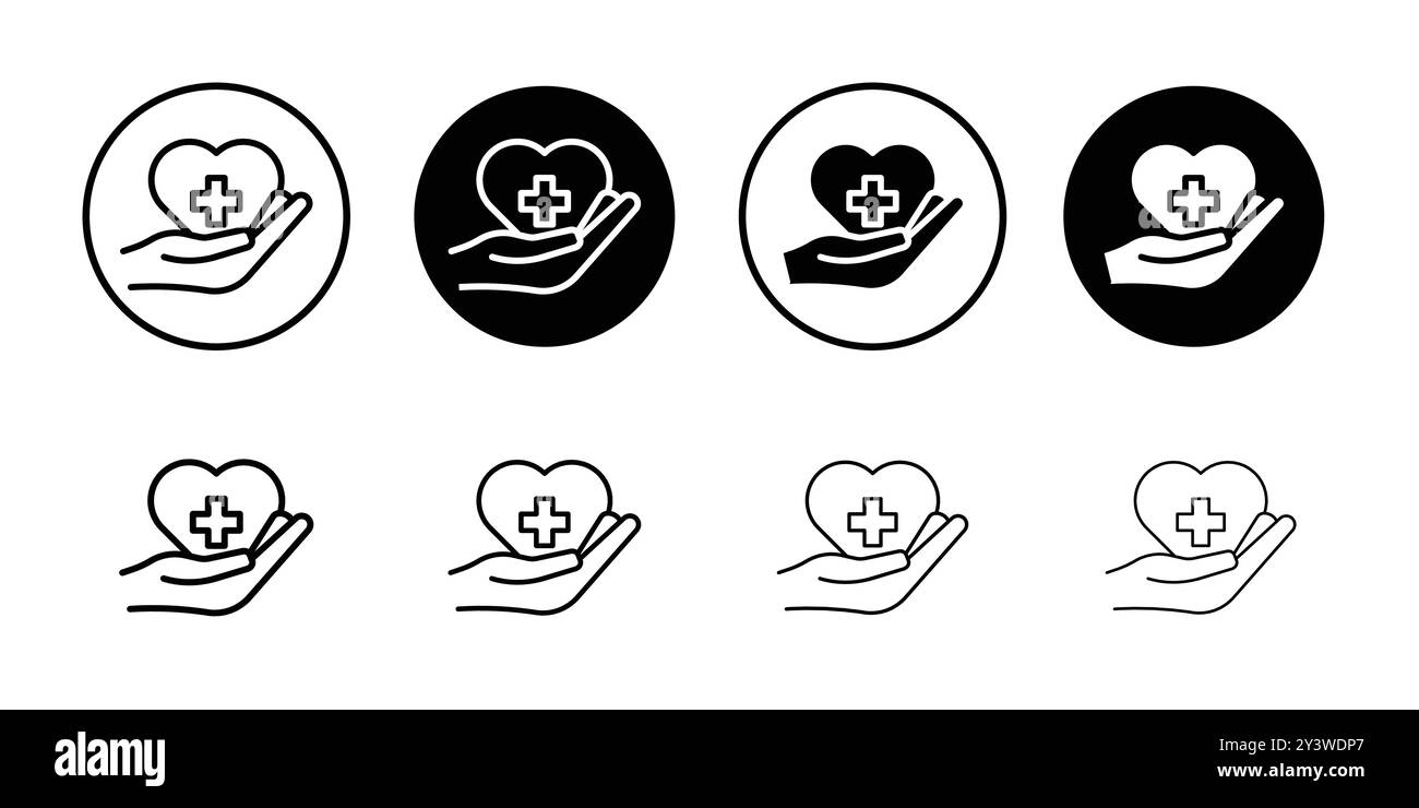 Medical support icon logo sign vector outline in black and white color ...