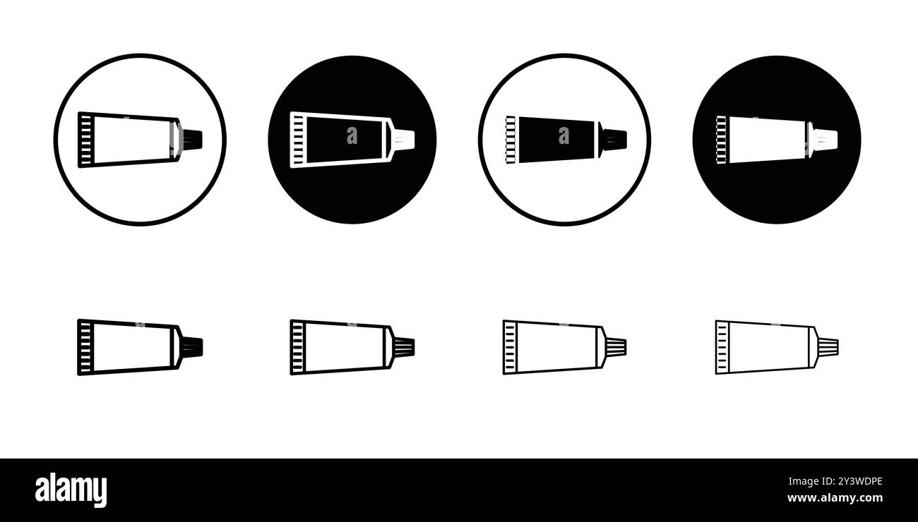 Toothpaste tube icon logo sign vector outline in black and white color ...