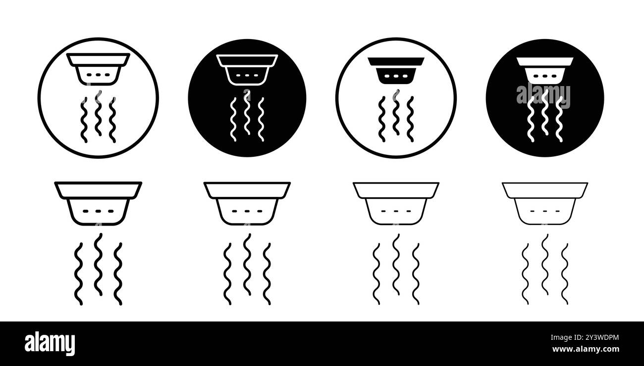 Smoke detector icon logo sign vector outline in black and white color ...