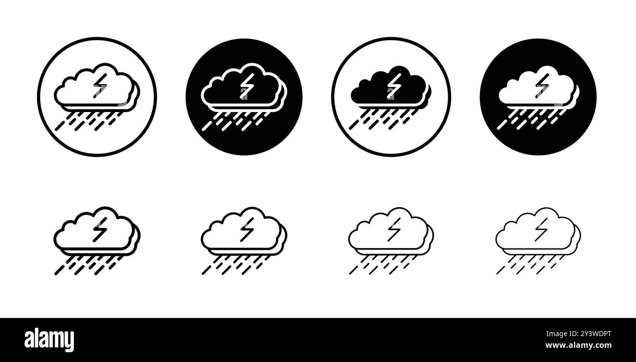 Thunderstorm icon logo sign vector outline in black and white color Stock Vector Image & Art - Alamy