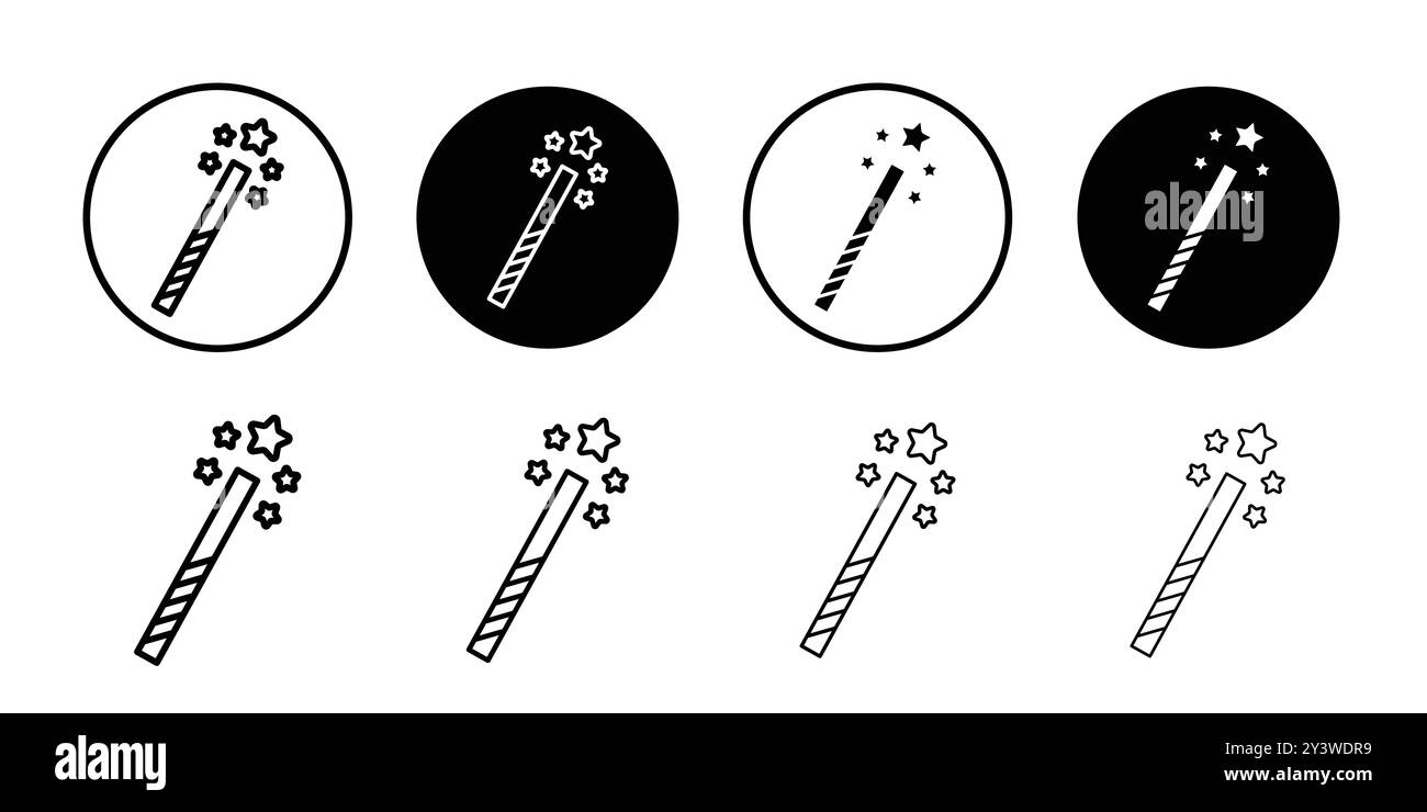 Magic wand icon logo sign vector outline in black and white color Stock ...