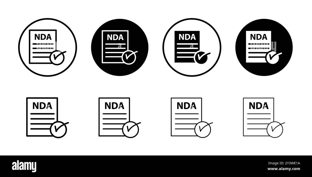 NDA icon logo sign vector outline in black and white color Stock Vector ...