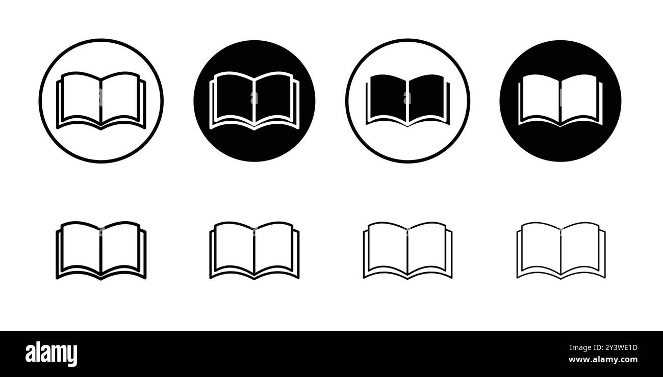 Open Book icon logo sign vector outline in black and white color Stock ...